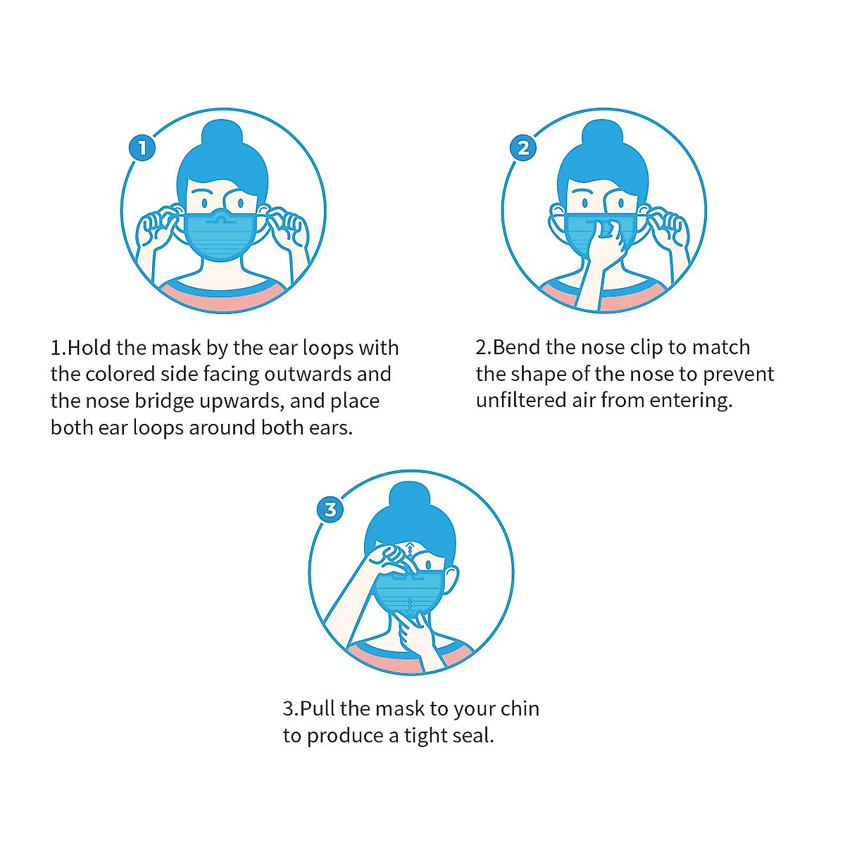 BYD CARE Single Use Disposable 3-Ply Face Mask, Daily protection for men and women for Home, Office, School, Restaurants, Gyms, Outdoor and Indoor, Box of 50 PCs