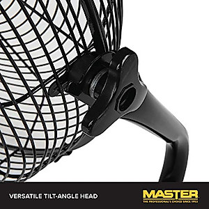 MASTER 20 Inch Industrial High Velocity Floor Fan - Direct Drive, All-Metal Construction with Steel-Coated Safety Grill, 3 Speed Settings (MAC-20F)