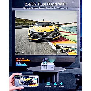 Mini Projector with 5G WiFi and Bluetooth 9500 Lumen, ZDK Native 1080P FHD Home Movie Projector 200", Outdoor Video Portable Projector for iphone, Compatible with iOS/Android/Phone/TV Stick/HDMI/USB