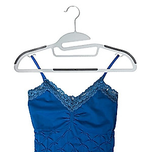 Simplify 8 Pack Ultimate Hanger | S-Shape Collar Saver | Ultra-Thin | Non-Slip | Accessory Bar | Belts | Scarves | Ties | Tank Top | Closet Organization | White