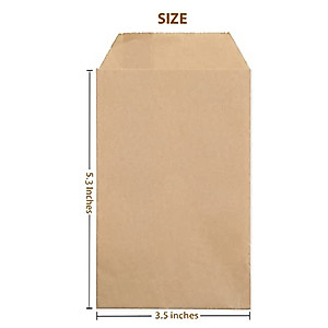 Lautechco 150 Pack Small Paper Bags, Mini Brown Cookie Bags, Tiny Kraft Paper Treat Gift Bags for Sandwich, Snacks, Candy, Popcorn, Party Favor Bags 5.3x3.5 Inches