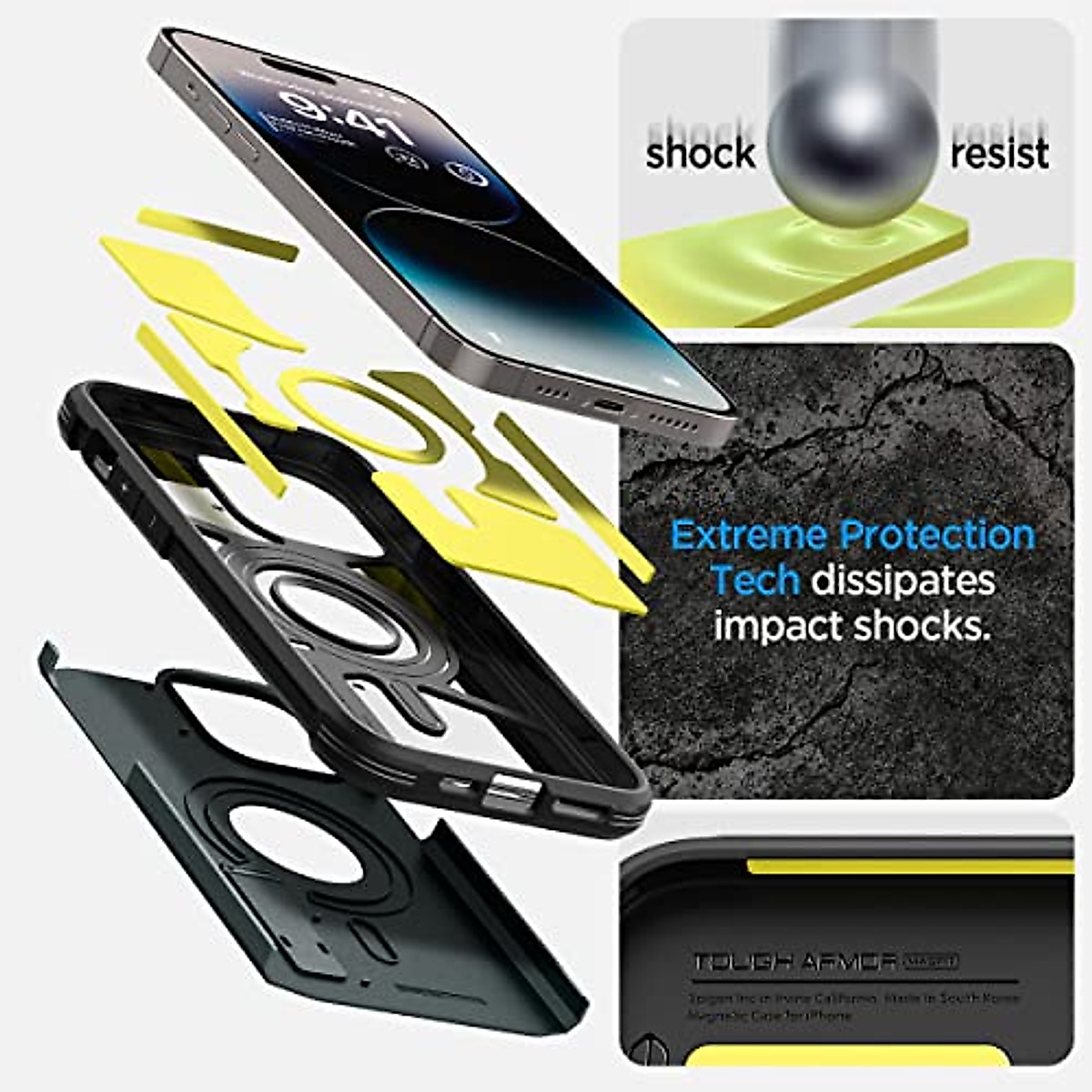 Spigen Tough Armor MagFit Designed for iPhone 14 Pro Max Case (2022) [Kickstand] [Military-Grade Protection] Compatible with MagSafe - Abyss Green