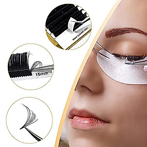 QUEWEL Volume Eyelash Extensions | 0.03-0.12mm | C/CC/D/DD Curl | 8-25mm Length | Easy Fan 2D-20D Self Fanning Volume Lashes 0.07D Mix-8-15mm Long Lasting Blooming Lashes(0.07D Mix8-15)