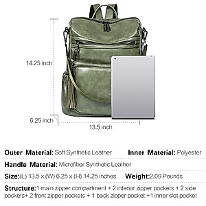 CLUCI Backpack Purse for Women Fashion Two Toned Leather Designer Travel Large Ladies Shoulder Bags with Tassel green