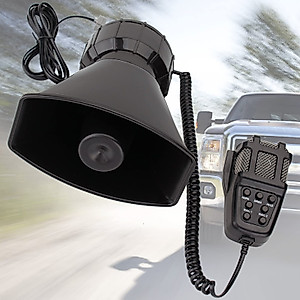 FARBIN Car Siren Horn 7 Tone Police Siren Vehicle Loudspeaker with Handheld Microphone Amplifier 12V 100W Emergency Sounds Siren Electric Horn with Mic PA