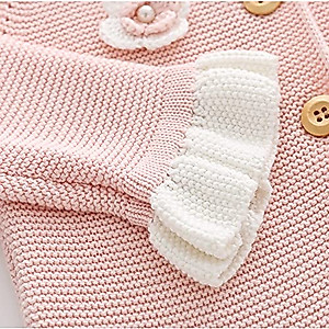 Lamgool Toddler Girls Cardigan Sweater Cable Knit Cotton Outwear Coat for Fall Winter 2-3T A-Pink