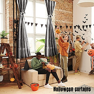 RunNico 66x3.3 ft Black and White Striped Gossamer Roll, Halloween Sheer Gossamer Striped Table Decoratoin, Halloween Decorated Black and White Fabric for Halloween,Walls,Table Skirt,Wedding and Party