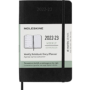 Moleskine Classic 18 Month 2022-2023 Weekly Planner, Soft Cover, Pocket (3.5" x 5.5"), Black
