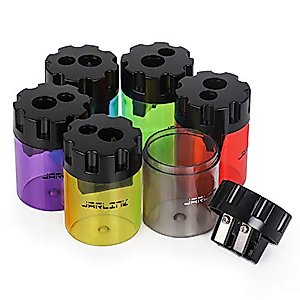 JARLINK 6 Pack Manual Pencil Sharpener, Dual Holes Colorful Sharpener for No.2/Colored/Art Pencils, Kids Adults Portable Sharpener Use in School Office Home and More