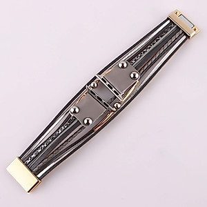 VIKOROS Multi-Layer Leather Wrap Bracelet Compatible with Apple Watch Ultra SE Series 8 7 6 5 4 3 40mm 38mm 41mm for Women Mens, Boho Stylish Cuff Bangle Watch Strap for Iwatch Bands , Silver Grey