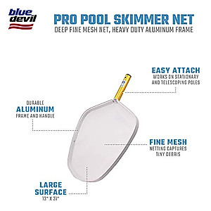 Valterra Blue Devil B4105 Pool Skimmer with Deep, Fine Mesh Net and Heavy Duty Aluminum Frame