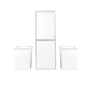 Kaser Metal Garbage Cabinet - 2 Drawer | 2x4 Gallon Plastic Bins with Metal Handle, Trash Can | Waste Separation - Kitchen Recycling