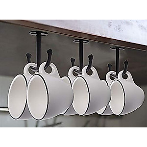 DEEKOUDT Anchor Two Prong Ceiling Hook for Closet Top Bathroom Kitchen Cabinet Garage Pack of 8 (Anchor Black)