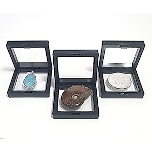 Black Transparent 3D Floating Frame Display Holder/Box/Frames for Challenge Coins, AA Medallions, Antique, Jewelry,Gift, 2.75 x 2.75 x 0.75 Inches (Set of 3 pcs)
