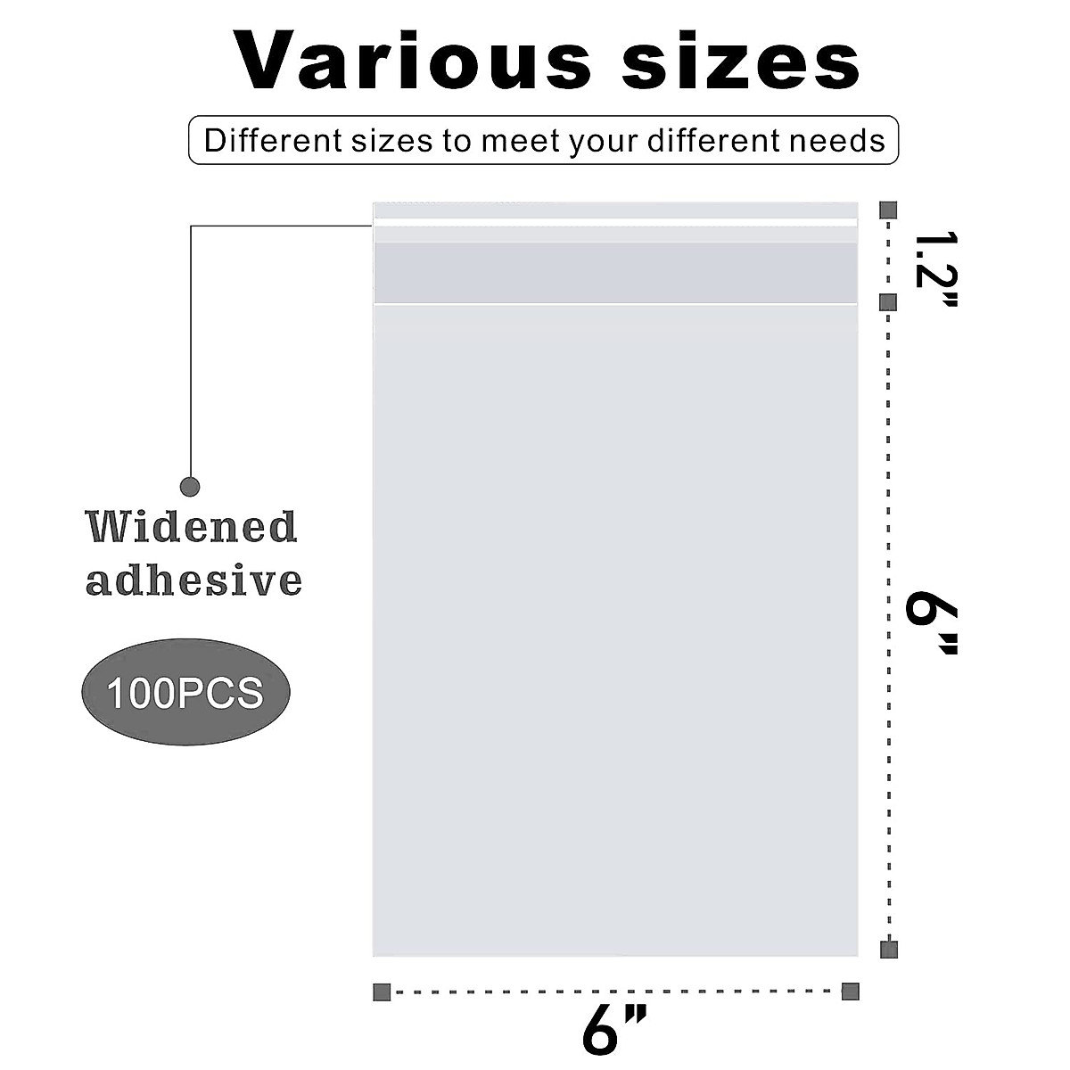 LEOSINDA 100 pcs 6 X 6 Inch Clear Resealable Cellophane Bags Treat Bags Cookie Bags Cello Candy Bags Self Sealing Adhesive Gift Wrap Plastic Small Business Packaging 1.36 mil