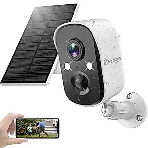 Techage Security Cameras Wireless Outdoor, Solar Cameras for Home Security Outside with AI Motion Detection, 1080P Color Night Vision, IP66 Weatherproof, 2-Way Talk, 2.4Ghz WiFi, Cloud/SD Storage