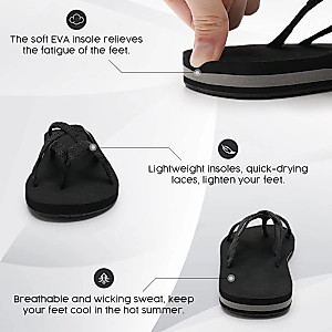 Womens-Flip-Flops Casual Comfortable thong Sandals with Cross Webbing Yoga-Mat Light-Weight Beach-shoes Walking-Travel Indoor-Outdoor(Black-40)