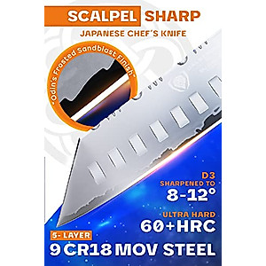 Dalstrong Santoku Knife - 7 inch - Valhalla Series - 9CR18MOV High Carbon Steel - Vegetable Knife - Celestial Resin & Wood Handle - w/Leather Sheath