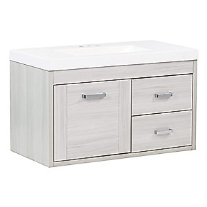 Spring Mill Cabinets Marlowe Bathroom Vanity with Sink, 36.5" W x 18.75" D x 22.5" H, Elm Sky