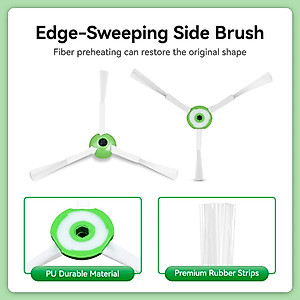 Replacement Parts for iRobot Roomba i7 i7+ i3 i3+ i4 i4+i6 i6+ i8 i8+/Plus E5 E6-2 Sets of Multi-Surface Rubber Brushes, 8 Filters, 8 Edge-Sweeping Brushes - Efficient Cleaning and Maintenance