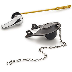 Qualihome Front Mount Chrome Toilet Handle Replacement Kit with 2 Inch Universal Toilet Flapper Replacement Kit and Stainless Steel Toilet Flapper Chain