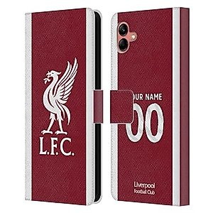 Head Case Designs Officially Licensed Custom Customized Personalized Liverpool Football Club Home 2023/24 Kit Leather Book Wallet Case Cover Compatible with Samsung Galaxy A04 (2022)