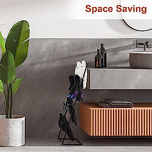 Fogein Foldable Slipper Rack,4 Tiers Shoes Rack Entryway Shoes Storage Organizer Metal Slippers Shelf Shoes Stand,Space Saving Shoes Storage Shelf for Entryway Living Room Bathroom,Black