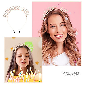 Rose Gold and White Sash with Rhinestone Tiara and Headband - Birthday Accessories for Women