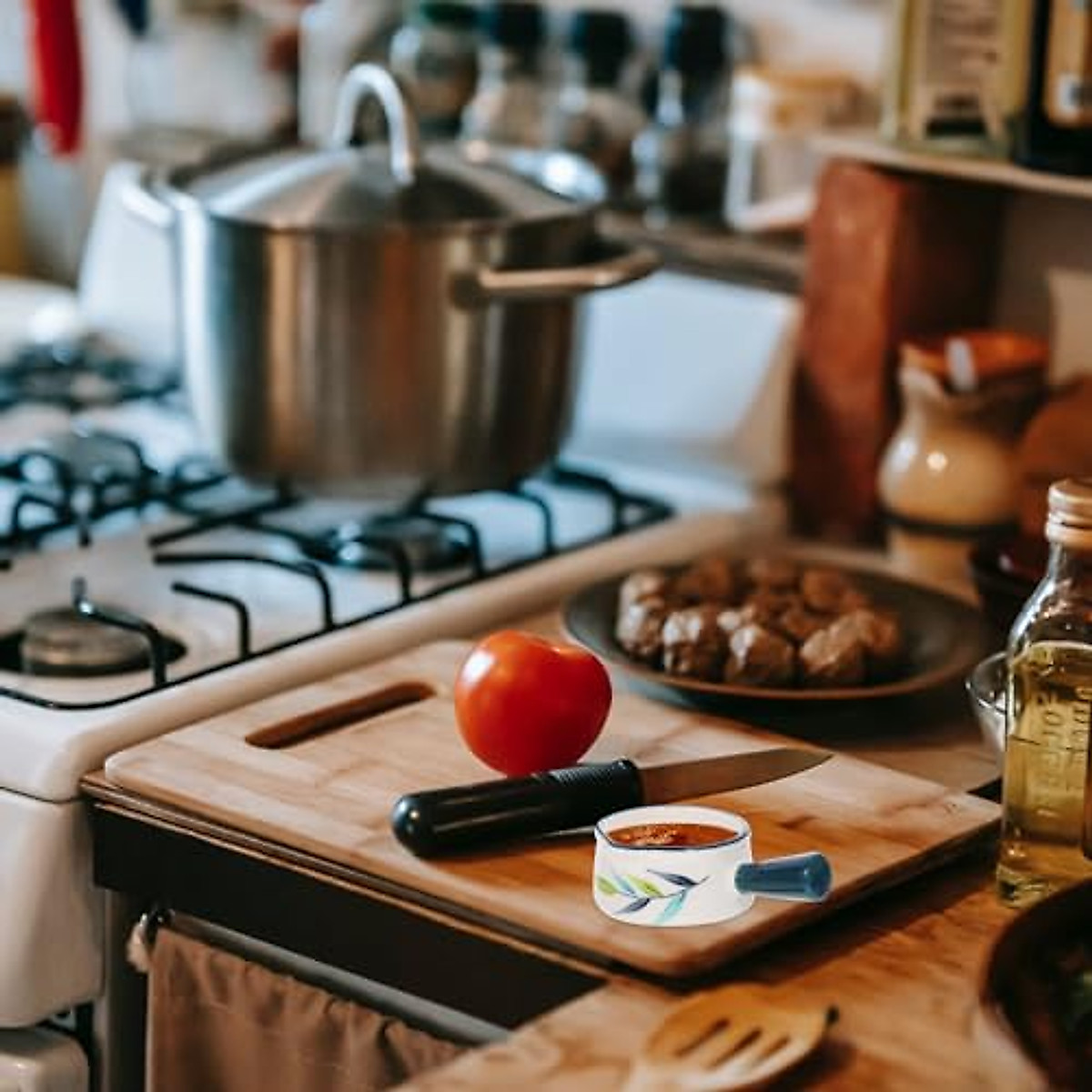 Veemoon Ceramic Milk Cup Coffee Warmers Chocolate Melter Pot Butter Melting Pot Cheese Pot Small Soup Pot Small Dipping Bowls Ceramic Sauce Pan Mini Ceramic Saucepan Mini Sauce Pan Enamel
