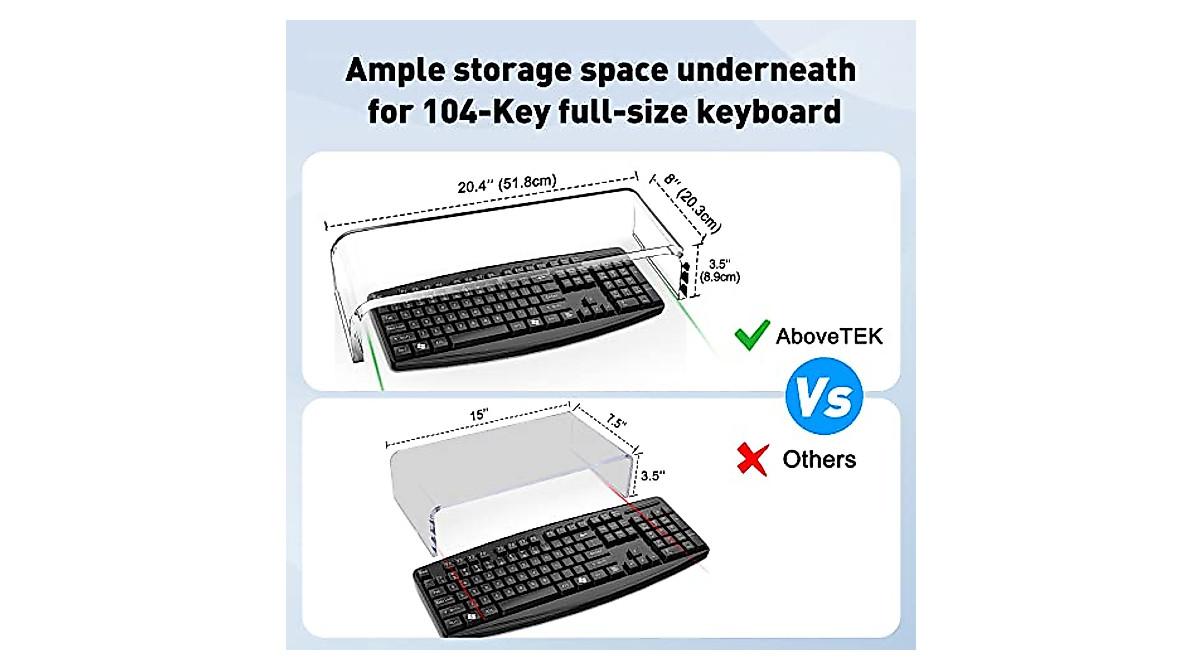 AboveTEK Acrylic Monitor Stand, Premium Large Monitor Riser 20 inch ...
