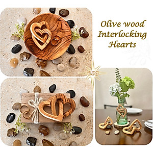 Customized Gifts, Olive Wood Hearts, Personalized Valentines Day Gift, Together Forever, Unique and Cute for Engagement, Wedding, Anniversary, interwind interlocking hearts for her, him, wife, husband