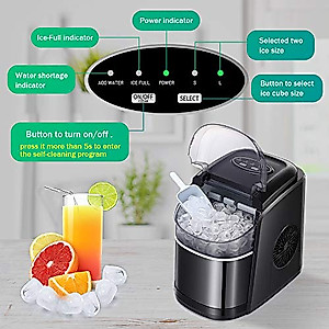 Kismile Countertop Ice Maker Machine,26Lbs/24H Compact Automatic Ice Makers,9 Cubes Ready in 6-8 Minutes,Portable Ice Cube Maker with Self-Cleaning Program