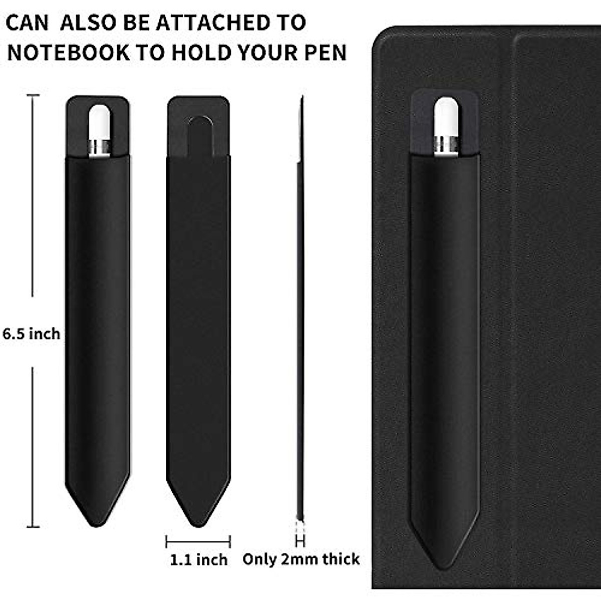 BoxWave Stylus Pouch Compatible with Remarkable 2 (Stylus Pouch by BoxWave) - Stylus PortaPouch, Stylus Holder Carrier Portable Self-Adhesive for Remarkable 2 - Jet Black