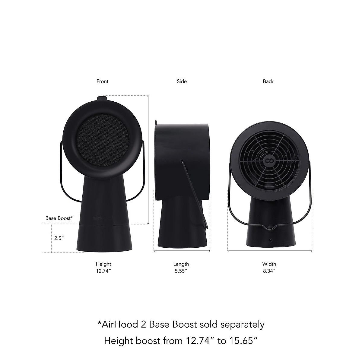 AirHood Portable Range Hood 2 | Corded & Cordless Design (Battery Purchased Separately) | Enhanced Airflow & LED Touch Panel – Perfect for Indoor Cooktops & RV Vents - Midnight Black