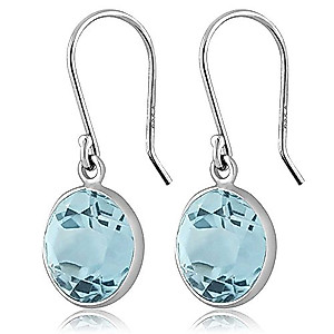 Gem Stone King 925 Sterling Silver Blue Topaz Dangle Earrings For Women (6.50 Cttw, Gemstone Birthstone, Round 9MM)
