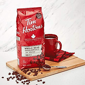 Tim Hortons Whole Bean Original, Medium Roast Coffee, Made with 100% Arabica Beans, 32 Ounce Bag