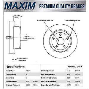 Disc Master MAXJ35064MDS Rear Premium Geomet Coated Drilled and Slotted Brake Rotors and severe Duty Metallic Pads Compatible with/Replacement for S60, S80, V70, XC70