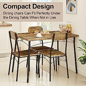 VECELO Dining Table Set 5 Piece Dinette with Chairs for Kitchen, Breakfast Nook and Small Space, Brown, Table & Chair for 4