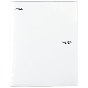 Five Star 2 Pocket Folder, 4 Pack, Plastic Folders with Stay-Put Tabs and Prong Fasteners, Holds 8-1/2” x 11" Paper, Writable Label, Assorted Colors (38064)