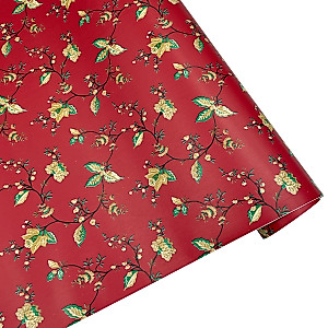 Yifely Boho Red Leaf Shelf Liner Removable Cabinet Drawer Covering Vinyl Paper Christmas Wall Decor 17.7 Inch by 9.8 Feet