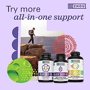 Zhou Organic Black Seed Oil | 100% Virgin Cold Pressed Omega 3 6 9 | Super Antioxidant for Immune Support, Joints, Digestion, Hair & Skin | Vegan, Gluten-Free, Non-GMO | 8oz