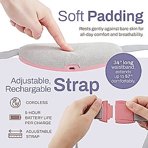Cordless Portable Heating Pad for Cramps - Menstrual Heating Pads for Cramps w/ 3 Massager + 3 Heat Settings - Small Rechargeable Adjustable Travel Period Heating Pad for Cramps - Period Pain Relief