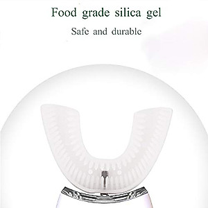 Automatic Massage Whitening Toothbrush IPX7 Waterproof Long Standby Charging Portable 360° Ultrasonic Electric Lazy Toothbrush, With LED Blue Light Whitening Lamp, Convenience Durable Clean (White)