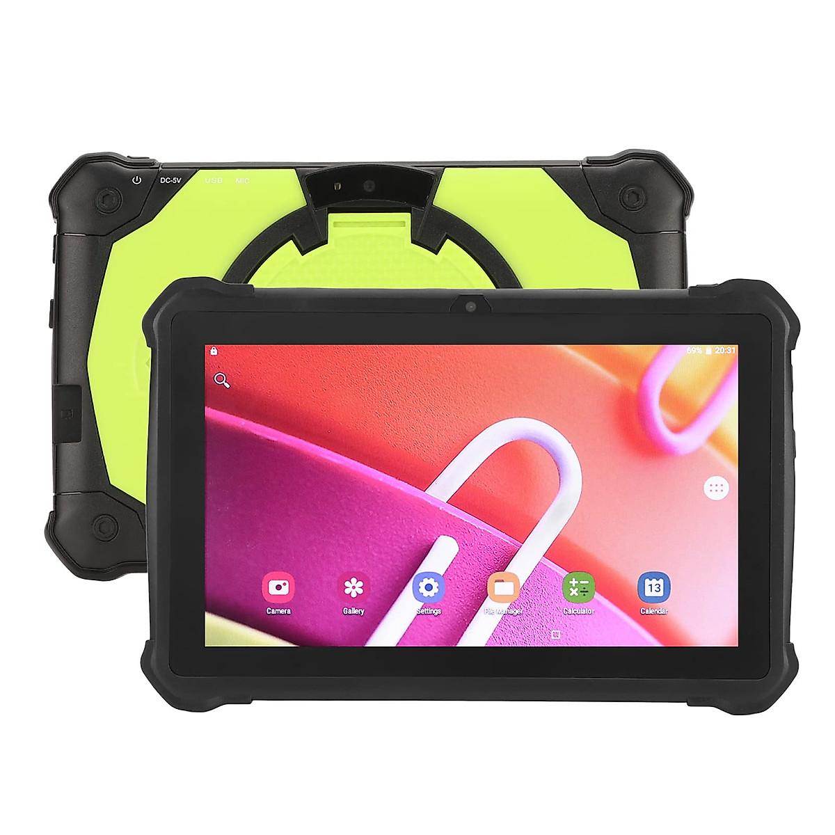 GLOGLOW 7in Tablet, 100 to 240V 5000mAh Rechargeable Rear 8MP Baby Tablet 1960x1080 for Photo Taking (Green)