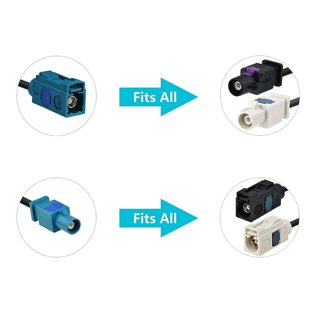 Bingfu Universal Vehicle Car Stereo FM AM Radio Antenna Adapter Cable (2-Pack) Fakra Z Male Female to DIN Plug Connector Cable for Car Stereo Audio HD Radio Head Unit CD Media Player Receiver