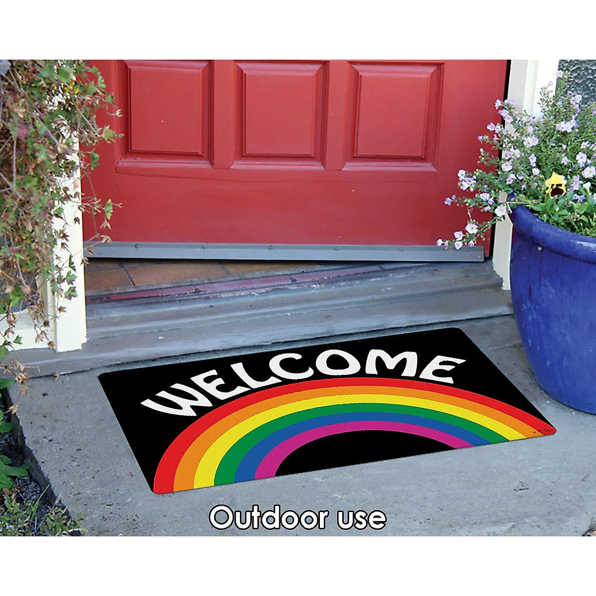 Toland Home Garden 800452 Welcome Rainbow Pride Door Mat 18x30 Inch Outdoor Doormat for Entryway Indoor Entrance