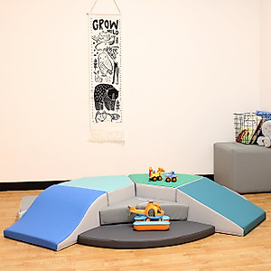 Factory Direct Partners 13680-CT SoftScape Super Fun Wall Climber, Indoor Active Play Structure for Toddlers and Kids, Safe Soft Foam Steps Ramps Crawling, Sliding Climbing (8-Piece) - Contemporary