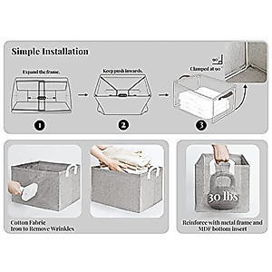 StorageWorks 5-Pack Storage Bins for Shelves with Metal Frame, Decorative Storage Boxes