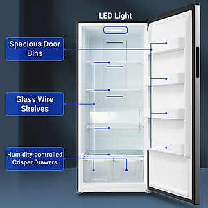 Upright Freezer 21 cu.ft, Freezer Upright, Stainless Steel Standing Freezer Upright for Garage, Kitchen, Home Use(Right Hinge)