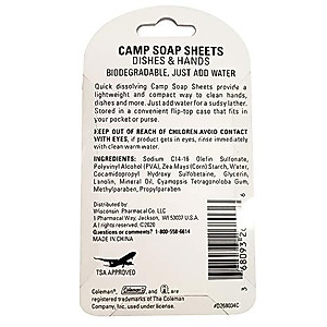 Coleman Camp Soap Sheets, Travel Soap Sheets - 50 count